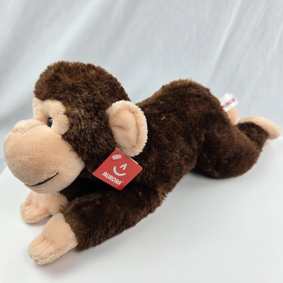 Toys | Aurora Chimpanzee Monkey Brown Plush Stuffed Animal 14 Laying ...